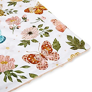 Floral Baby Blanket for Girls Soft Comfy Minky Toddler Blanket with Double Layer Dotted Backing, Beauty Butterfly Printed Bed Blanket for Nursery Crib Decor 30 x 40 Inch(75 x 100 cm)