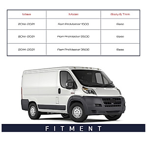 Spieg CH1321417 Passenger Side Mirror for 2014-2021 Ram Promaster 1500 2500 3500 | Right Side View Mirror Assembly Manual Adjustment Non-Heated Glass Turn Signal Light | Textured Black Cover 2 Pins