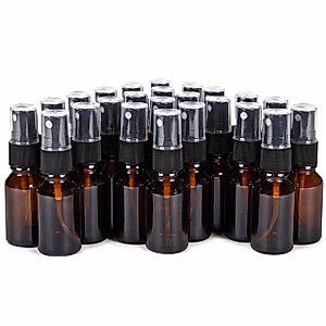 Vivaplex, 24, Amber, 15 ml (1/2 oz) Glass Bottles, with Black Fine Mist Sprayer's