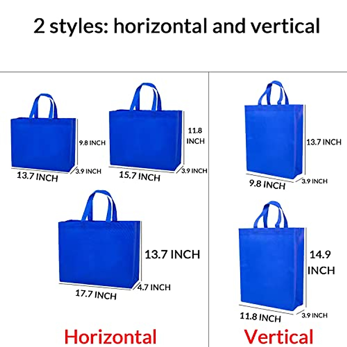 Cihomia 100PCS Custom Non-woven Bags Tote Gift LogoTravel Kitchen Shopping Reusable Grocery Bag with Handle (one color, horizontal)