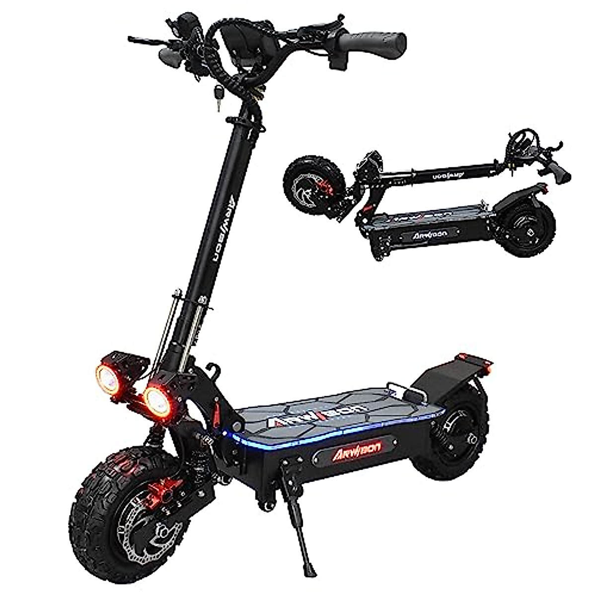 Electric Scooter Adults, Escooter with 5600W Powerful Dual Motor, 47mph Max Speed, 60V 27Ah Battery, 50 Miles Long Range, 11” Inner Tubeless Tire Folding Sport Kick Scooter (Q06-without seat)