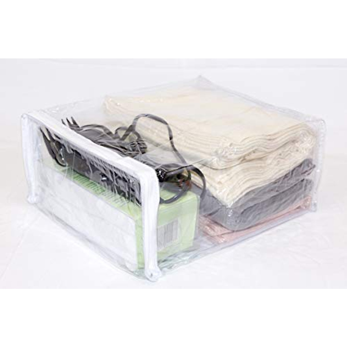 Clear Vinyl Zippered Storage Bags 9 x 11 x 5 Inch with 7.5" Display Pocket 5-Pack