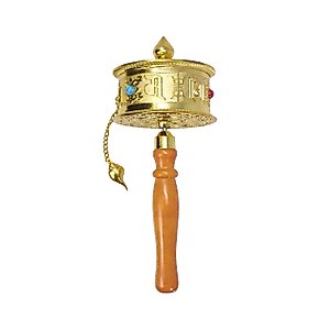 Hand Held Tibet Prayer Wheel – Tibetan Prayer Wheel Handheld Spinning Wheel with Dharma Wheel Om Mani Padme Hum for Gifts Nepal Decor by Mudra Crafts