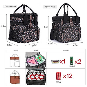 MOV COMPRA Movcompra Women Leopard Insulated Lunch Box +Insulated Snack Bag- Women Girls Reusable Sandwich