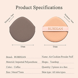 RUBIXIAN Powder Puff for Foundation, 2 Packs Air Cushion Portable Round Makeup Sponges with Air Cushion Powder Puff, Latex-free Blending Sponge and Makeup Puff for Foundation, Cream, Concealer