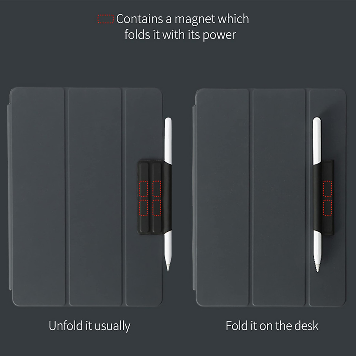 OFA Pencil Holder Case Compatible with Pencil 1st/2nd/Pro, Functional, Foldable, Built-in Magnetics Cover Accessories, Apple Pencil 2nd / Pro Wireless Charging, Fure White