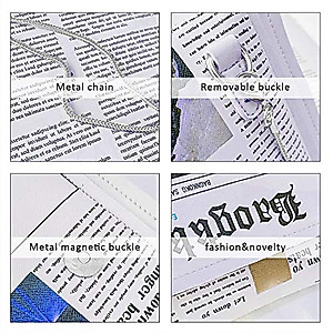 KUANG! Women Novelty Newspaper Evening Handbag Clutch Crossbody Bag Envelope Purse Chain Shoulder Bag for Ladies
