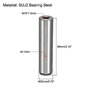 uxcell M10 Internal Thread Dowel Pin 20x80mm Chamfering Flat Exhaust Groove Cylindrical Pin Bed Bookshelf Metal Devices Industrial Pins