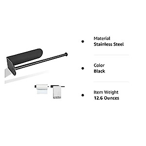 Kitchen Magnetic Stainless Steel Paper Towel Holder for Refrigerator, Grill, Toolbox (Magnetic-30cm-Black-B)