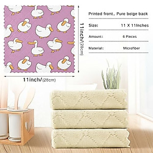 FRODOTGV Hand Drawn Cartoon Duck Car Cleaning Cloth Door Tea Towels Kitchen Printed Terry Dish Cloths for Kitchen Kitchen Hand Towels Coffee