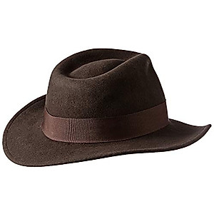Indiana Jones Men's Crushable Wool Felt Fedora Hat, Brown, X-Large