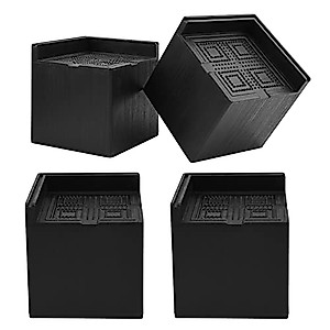 SELOTOKITER 4pcs Bed Risers,Heavy Duty Square Bedding Adjustable Bed Furniture Risers,L-Shaped Furniture Legs,Suitable for Beds,Sofas,Tables,Cabinets,Washing Machines,Refrigerators(Black)