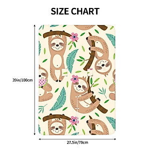 Rutiea Seamless Pattern with Cute Sloth Car Seat Cover for Babies, Peekaboo Opening Minky Carseat Canopy Stroller Cover for Newborn, Mom Nursing Breastfeeding Covers, Blanket for Infant Toddler