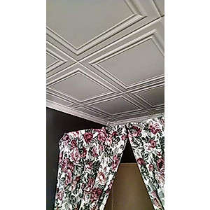 A La Maison Ceilings R24 Line Art Foam Glue-up Ceiling Tile (128 sq. ft./Case), Pack of 48, Plain White