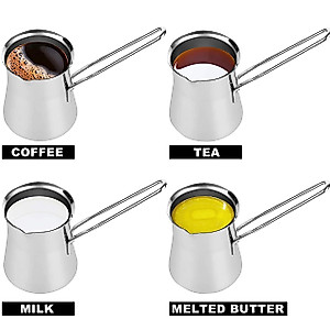 Copperloom Quality Turkish Coffee Pot - Cezve - Turkish Coffee Maker, Arabic Coffee Pot, Briki Greek Coffee Pot, Greek Briki, Ibrik (15oz)