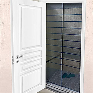 Custom Cut to Size,[ Grey,Embedded, W 40 xH 83 (inch)], Aluminum Retractable Front Screen Door net,Fiberglass mesh with alumium, Mosquito Screens I Bug Net for Doors