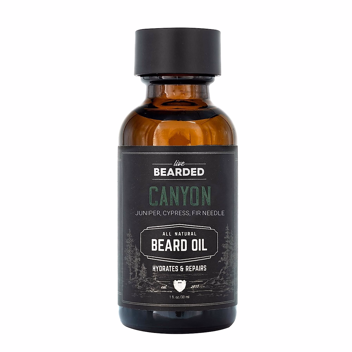 Live Bearded Beard Oil, 1 fl oz - Premium All-Natural Jojoba - Made in the USA - Hair and Skin Care for Men with Dry, Flaky Patches | Canyon Scent - Juniper, Cypress, Fir Needle