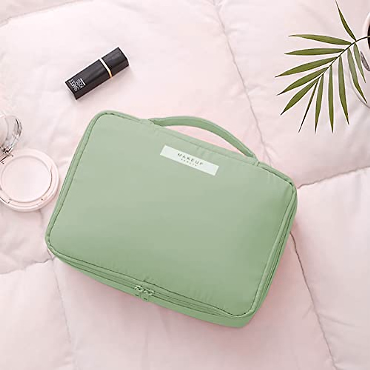 Didida 3 Pcs Makeup Bag Waterproof Cosmetic Bag for Women Travel Toiletry Bag Large Travel Makeup Case Multifunction Organizer Make Up Bag Brush Bags Reusable Toiletry Bag for Girls,green