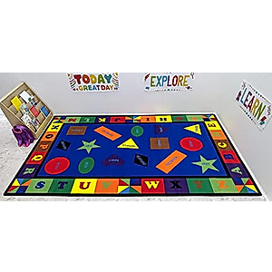 KidCarpet.com Colorful Shapes Preschool Rug with Bright Colors, 6' x 8'6" Rectangle