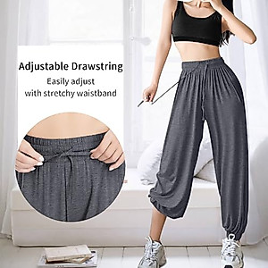 ASIMOON Grey Sweatpants for Women with Pockets Lightweight Loose-Fitting Jogger Pants Drawstring Running Workout Harem Pants