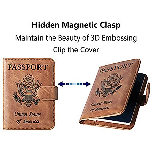Passport Holder Cover Wallet Travel Essentials Leather Rfid Blocking Case Vacation Luggage Must Haves Travel Accessories for Men Women (2#Brown)