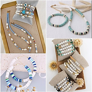 Greentime 8640PCS Clay Beads for Bracelet Making, 48 Colors Flat Round PolymerBeads Spacer Heishi Beads with 312pcs Letter Beads and 535pcs Pendant Charms Kits for Jewelry Marking DIY Crafts