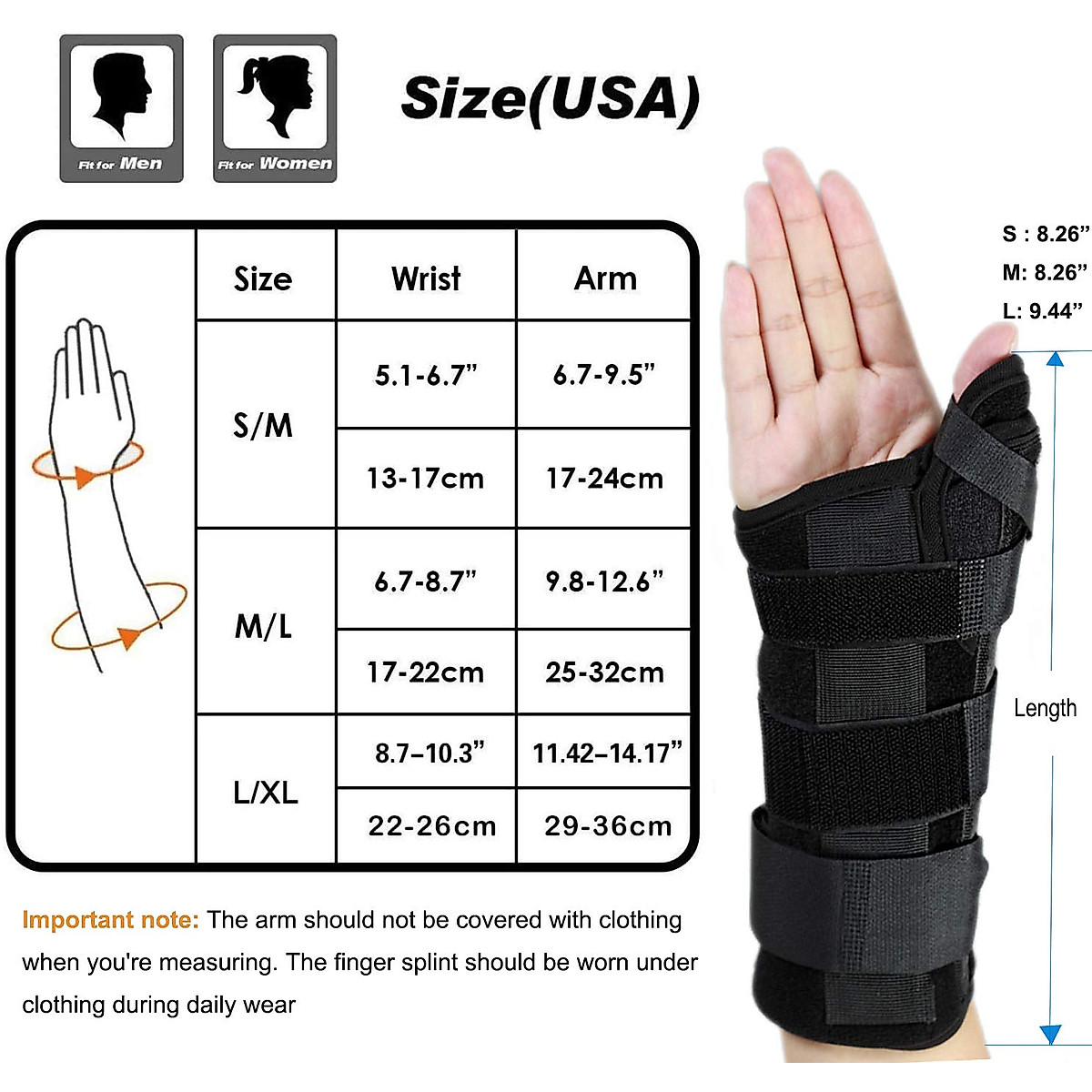 TODDOBRA Wrist Brace with Thumb Spica Splint for De Quervain's Tenosynovitis Carpal Tunnel Pain Wrist & Thumb Stabilizer for Tendonitis Arthritis, Sprains & Fracture Forearm Support Cast (Left M/L)