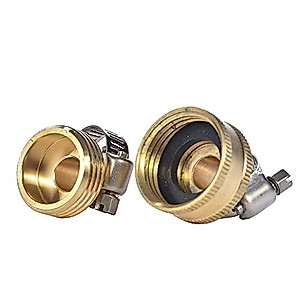 Sanpaint Brass Garden Hose Connector Repair Mender Kit with Stainless Clamp,Fits 1/2" Water Hose Fitting (1/2" Barb x 3/4" GHT)