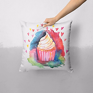 iiRov Love, Cupcakes, and Watercolor - Custom Decorative Home Decor Indoor or Outdoor Throw Pillow Cover for Sofa, Bed or Couch Cushion (Pillow CASE Cover ONLY)