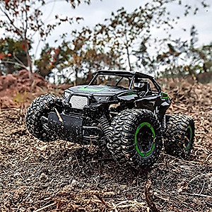BEZGAR TB142 RC Cars-1:14 Scale Remote Control Car, 2WD High Speed 20 Km/h All Terrains Electric Toy Off Road RC Vehicle Truck Crawler with Two Rechargeable Batteries for Boys Kids and Adults-Green