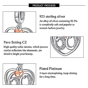 FOREVER QUEEN Number 60 Charm Fit Charm Bracelets 925 Sterling Silver Birthday Dangle Beads with 18K Gold Heart Shaped Pendant for Women Gift