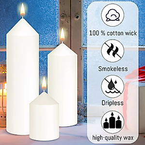 MTLEE Set of 60 White Pillar Candles Bulk 2 x 3, 2 x 5, 2 x 8 in Large Unscented Candle Tall Decorative Emergency Candles Big Cotton Wick Candle for Wedding Home Restaurant Spa Church Decoration