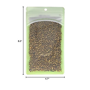 QQ Studio Pack of 100 Flat Clear Polyethylene Plastic Front Window Zip Top Bags with Hang-Hole for Baking Food Products (Clear & Green, 4.7" x 8.3")