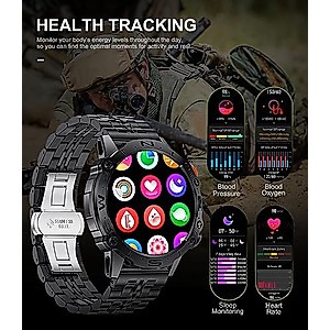 LIGE Smart Watch for Men Heavy Duty Make Call IP68 Waterproof with 1.43in AMOLED Touchscreen Always on Display Long-Lasting Battery Fitness Tracker Android iOS Military Smart Watch for Men