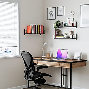 Wallniture Toledo Floating Shelves for Living Room Wall Shelves Office & Kitchen Organization Bedrom Wall Decor Toy Storage Black Bookshelf Set of 3