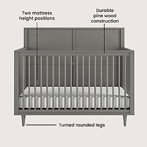 Child Craft Surrey Hill Crib and Dresser Nursery Set, 2-Piece, Includes 4-in-1 Convertible Crib and 3-Drawer Dresser, Grows with Your Baby (Lunar Gray)