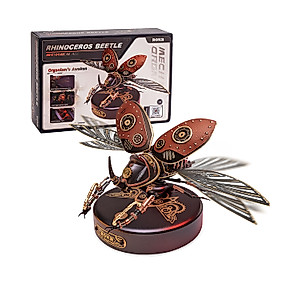 ROKR 3D Puzzles for adults Electric Insect Metal Model Building Kit Desk Toys Hobby Kit for Adults Gift for Teens (Rhinoceros Beetle)