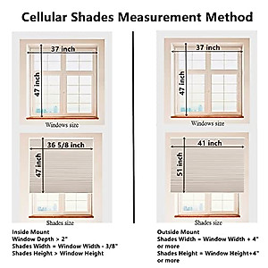 MaKefeile Blackout Cordless Cellular Shades 44" W x 64" H Honeycomb Pleated Shade Insulation Room Darkening Blinds for Home Bedroom Living Room Windows Easy to Install White