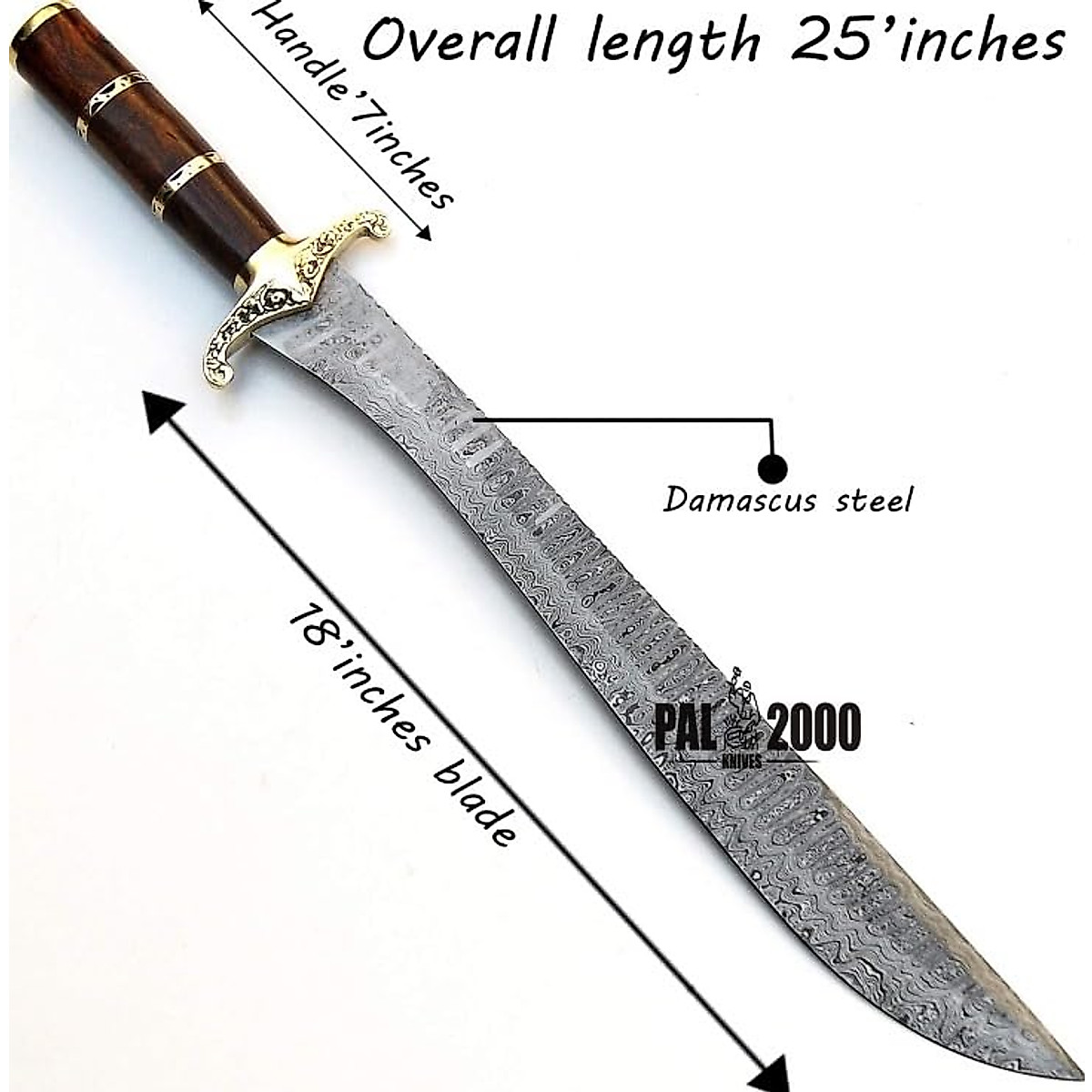 DAM-9908 Custom Handmade Spring Damascus Hunting Full tang longsword with Sheath
