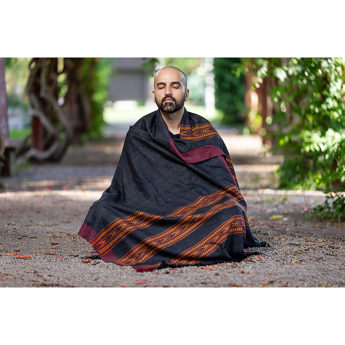 Om Shanti Crafts Meditation or Prayer Shawl or Plain Blanket, Wool Shawl/Wrap, Oversize Scarf. Unisex (Dark Grey)
