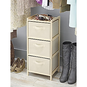 Whitmor 3 Drawer Wood Chest - Compact Design - Pull Out Fabric Bins - Natural Pine