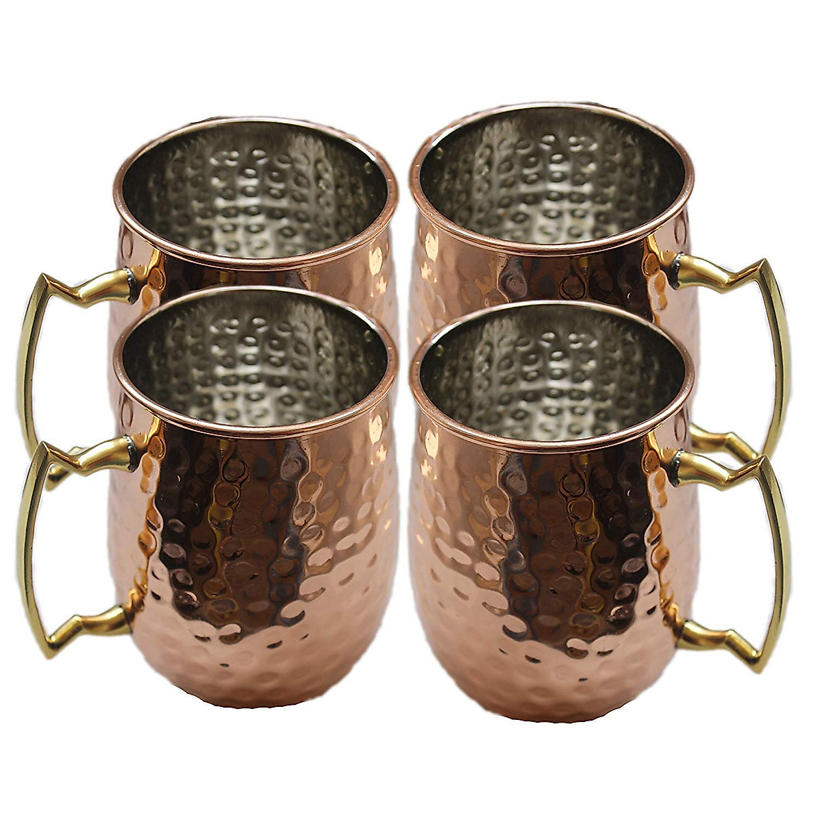 PARIJAT HANDICRAFT Copper moscow mule mugs set of 5 pcs large cup with vodka glass