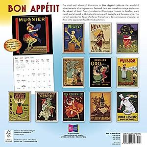 Bon Appétit 2023 Wall Calendar — Vintage Food Poster Art, 16-Month Cooking Calendar, 12" x 12"
