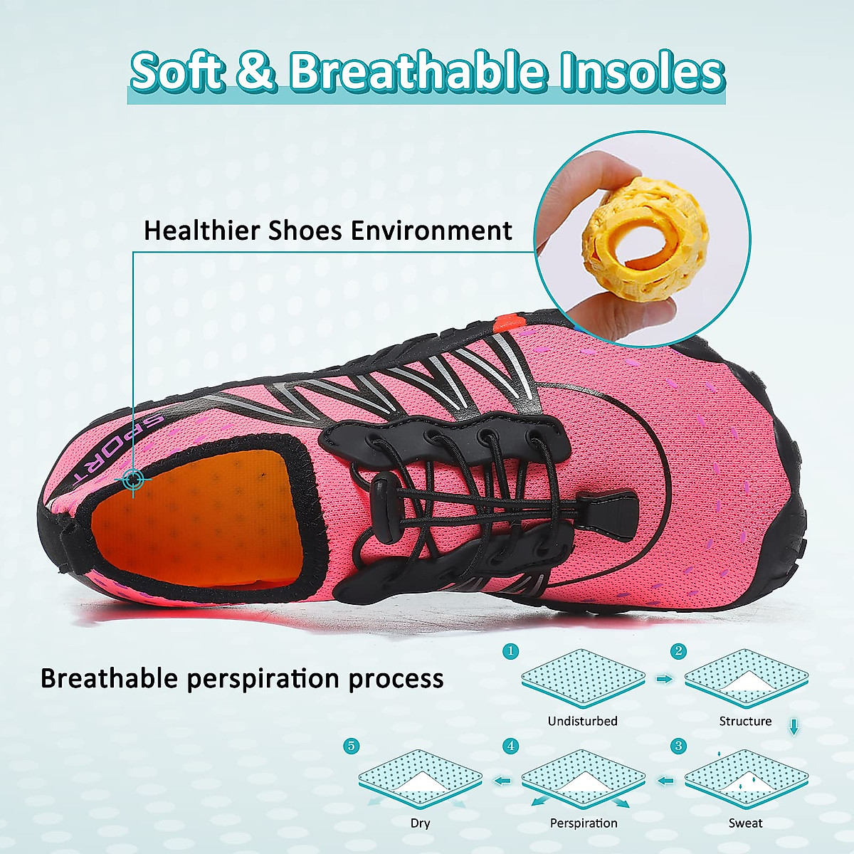 ziitop Water Shoes for Men Women Beach Barefoot Swim Rock Climbing Pool Shoes Socks, Anti-Slip Breathable Quick Dry Lightweight Slip-on, Outdoor Sport Hiking Walking Boating Fishing Diving Surfing