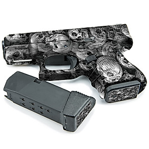 SkinArms Pistol Skin, 100% Waterproof Matte Finish Vinyl Decal, Precut Pieces Easy to Install and Fits All Handgun Within 9’’ Length, Protects Pistol with Style (SA Skull Vengeance)