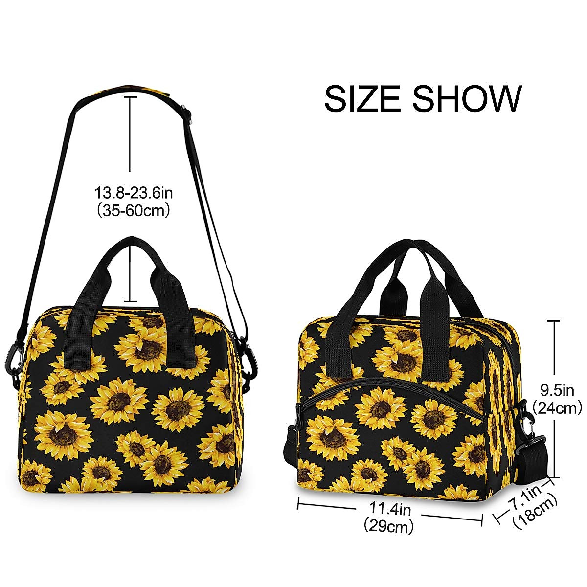 SUABO Lunch Bag Tote Bag Sunflower Pattern Lunch Bag for Women Men Insulated Lunch Cooler Bag