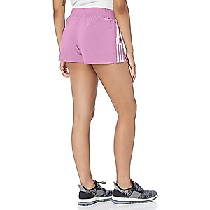 adidas Women's Pacer 3-Stripes Woven Shorts, Pulse Lilac/White, Large