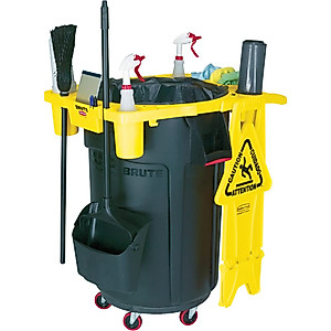 Rubbermaid Commercial Products BRUTE Trash Can Caddy for 44-Gallon BRUTE Garbage Bins, Black, Cleaning Caddy Storage
