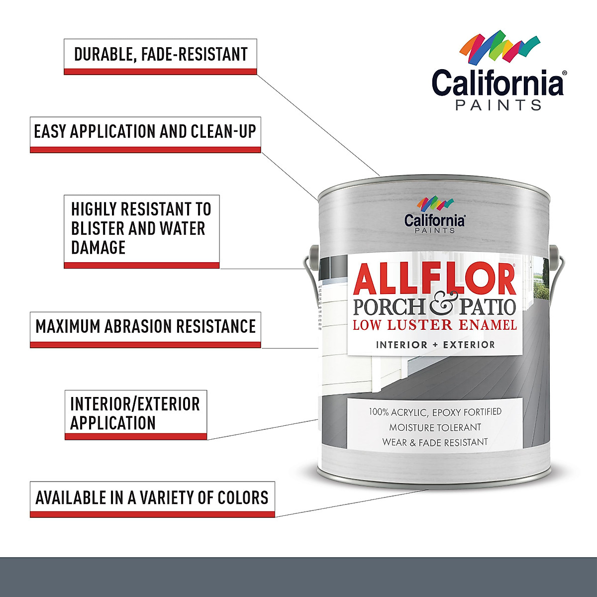 CALIFORNIA PAINTS ALLFLOR Porch, Patio and Floor Enamel Paint, Saddle Brown, 1 Gallon, Extremely Durable Water-Based Formula, Ideal for Patios, Pool Decks, Basements & More