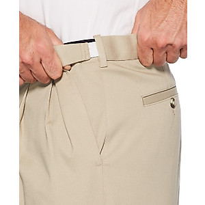 Savane Men's Stretch Ultimate Performance Pleated Chino Pants with Expandable Waistband (Waist Size 30 - 60 Big & Tall) , Ultimate Mid Khaki, 34W x 29L